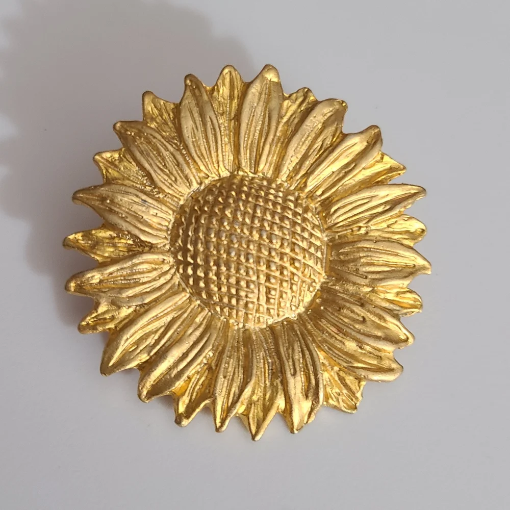 Vintage | Jewelry | Vintage Sunflower Brooch Pin Big Gold Beautiful ...